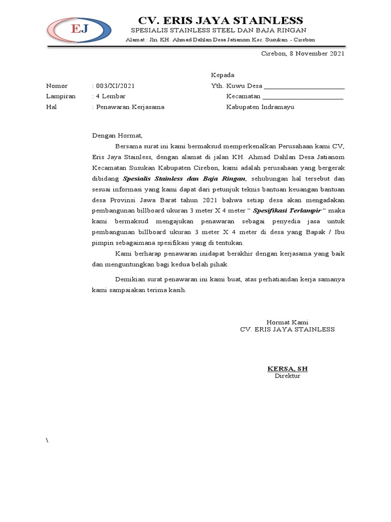 Penawaran Cv. Eris Jaya | PDF