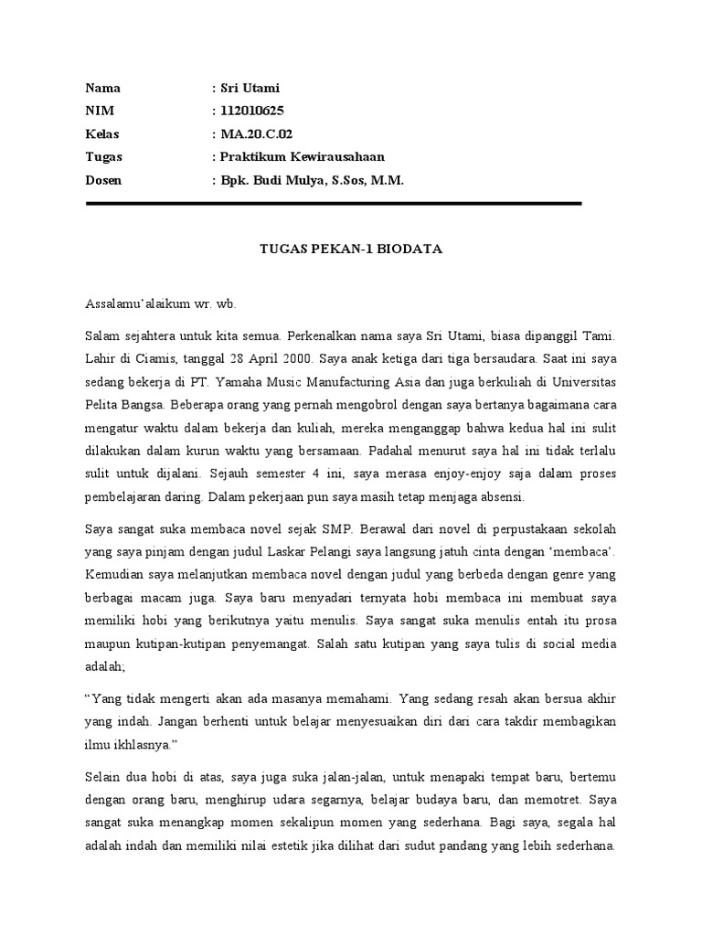 Sri Utami: Perkenalan dan Hobi Membaca | PDF | Pengembangan Diri