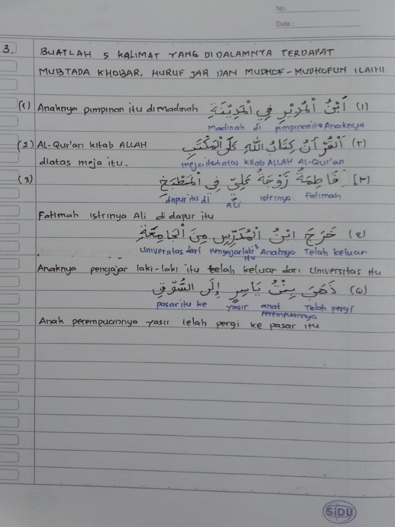 5 Contoh Gabungan Mubtadankhobar, Idhofah Dan Huruf Jar | PDF