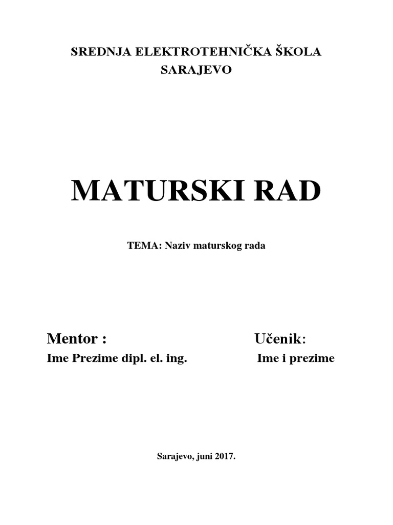 Maturski Rad - Primjer | PDF