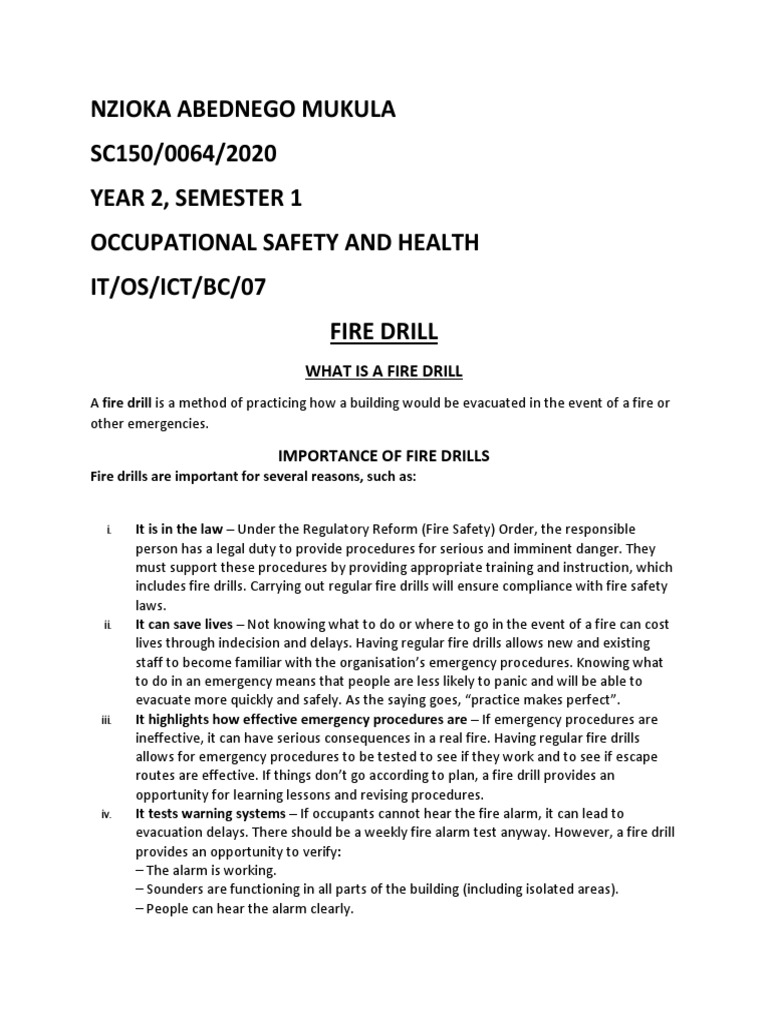 Fire Drills | PDF | Emergency Evacuation | Firefighter