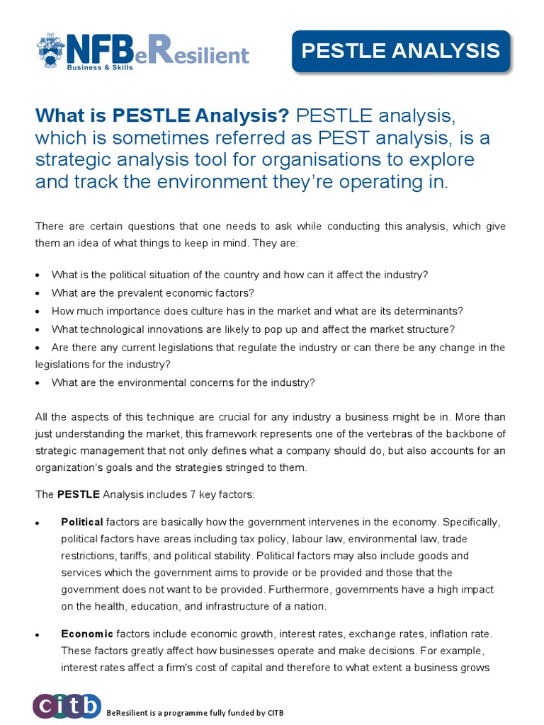 What Is PESTLE Analysis? PESTLE Analysis | PDF | Market (Economics ...