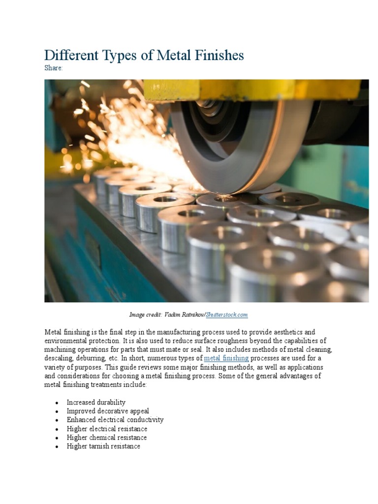 Different Types of Metal Finishes | PDF