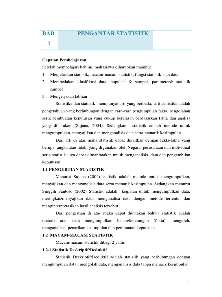 Pengantar Statistik dan Pengumpulan Data | PDF