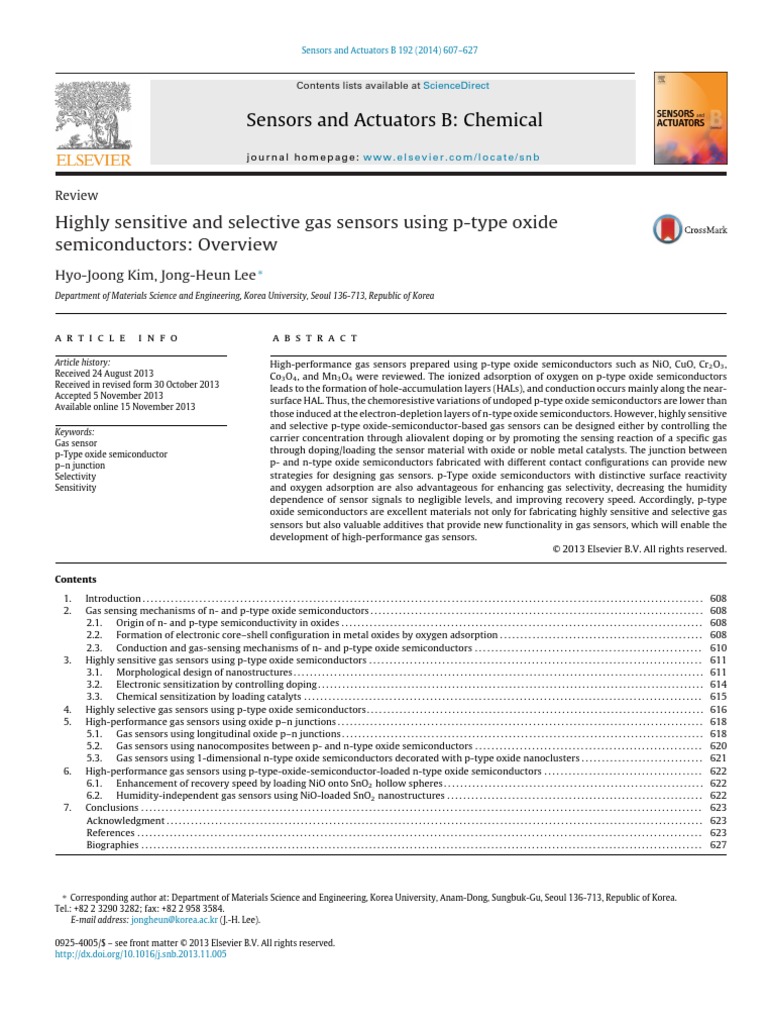 Highly Sensitive and Selective Gas Sensors Using P-Type Oxide Semiconductors - Overview | PDF ...