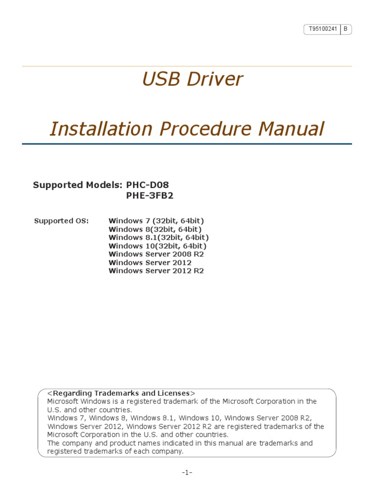 PHC-D08 - USB Driver Installation Manual (En) | PDF | Device Driver | Installation (Computer ...