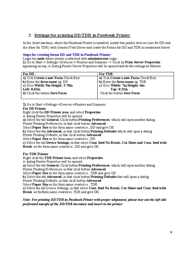 Steps For Creating Forms DD and TDR in Passbook Printer | PDF | Printer ...