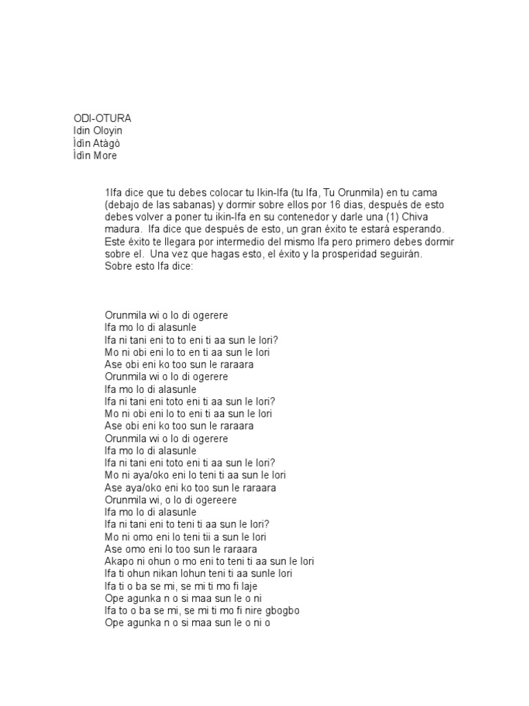 13 Odi Otura Ingles | PDF | Santeria | Religión étnica