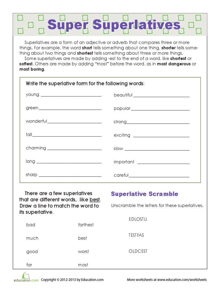Superlative Practice for Kids | PDF | Adjective | Adverb