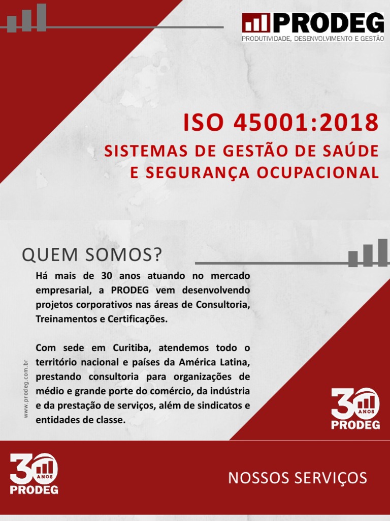 Introdução à Norma ISO 45001:2018 - Sistemas de Gestão de Saúde e ...