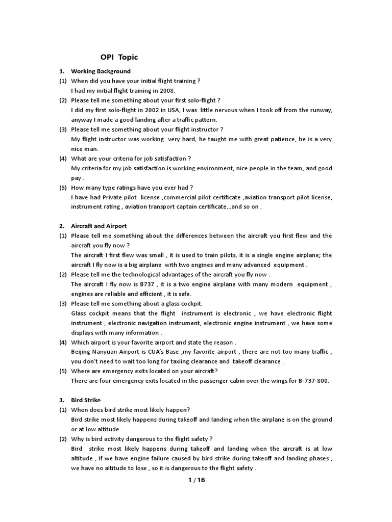 OPI Topic: 1. Working Background | PDF | Aviation Safety | Air Traffic ...