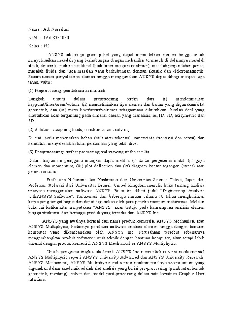 Rangkuman ANSYS | PDF