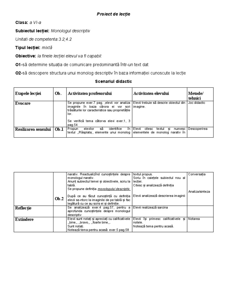 14.monologul Discriptiv | PDF