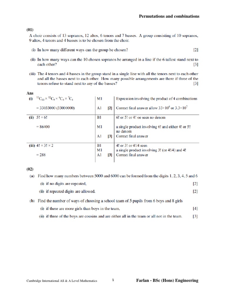 PERMUTATIONS AND COMBINATIONS - Statistics | PDF | Mathematics ...