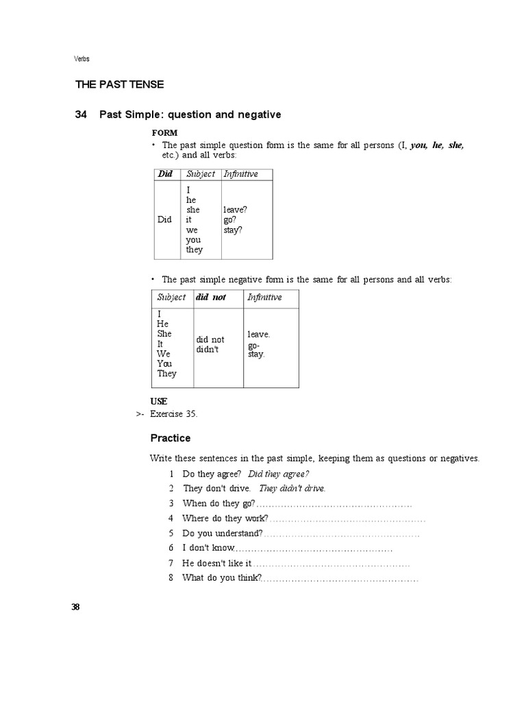 Simple Past Tense Review | PDF | Linguistics | Subject (Grammar)