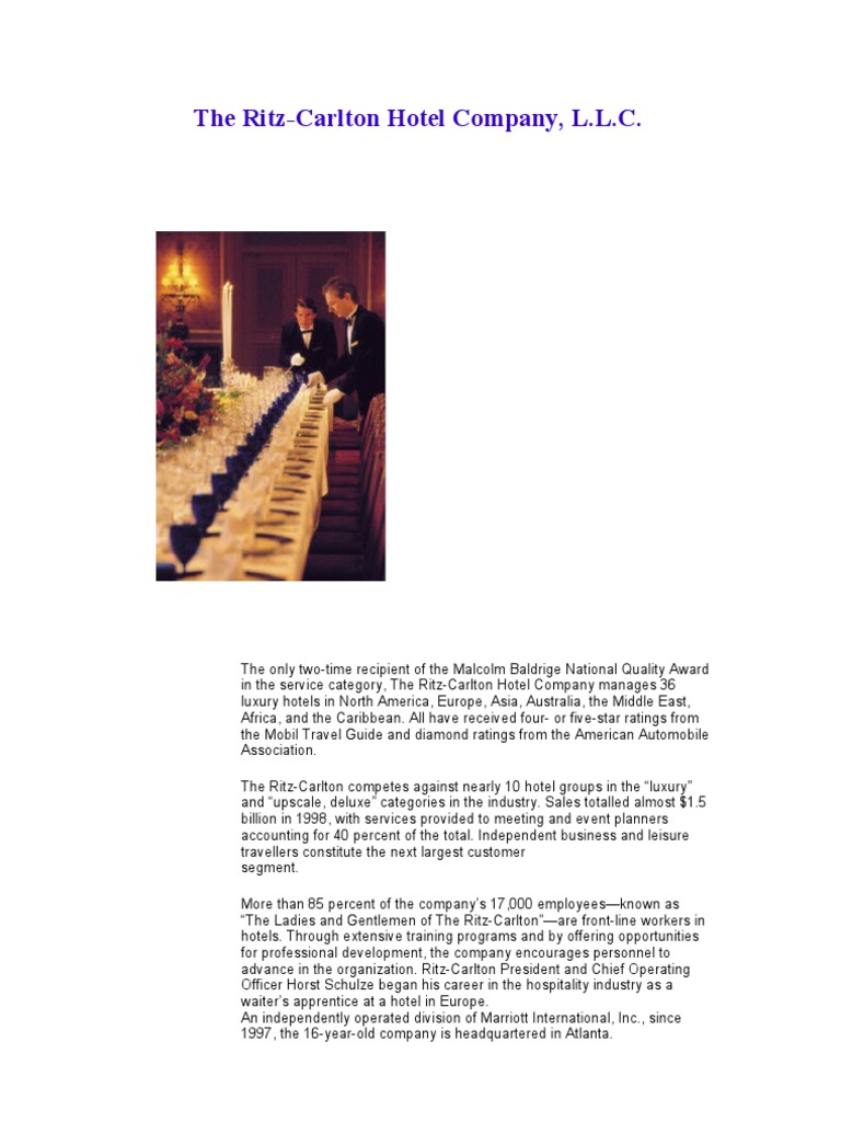 The Ritz Carlton | PDF | Business | Hotel And Accommodation