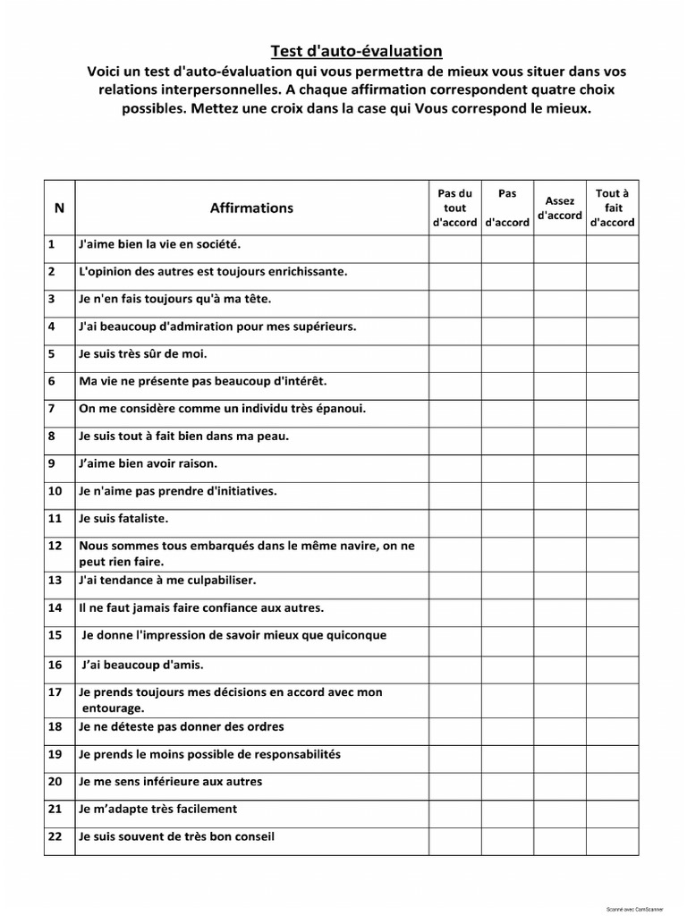 Test Position de Vie | PDF