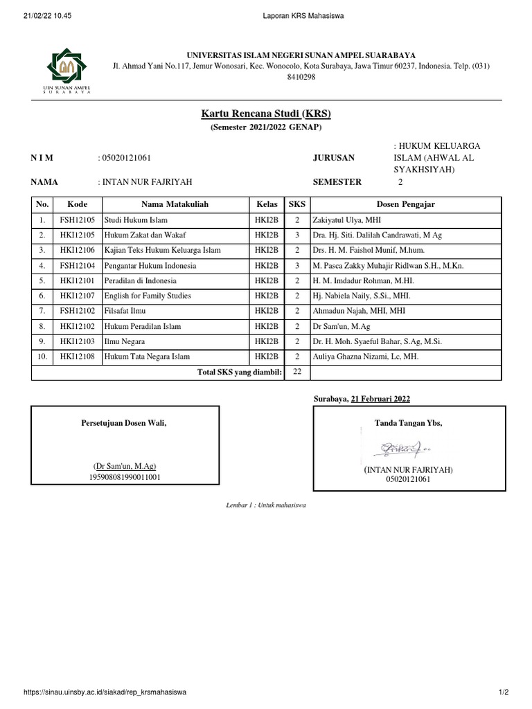 Laporan KRS Mahasiswa-2 | PDF