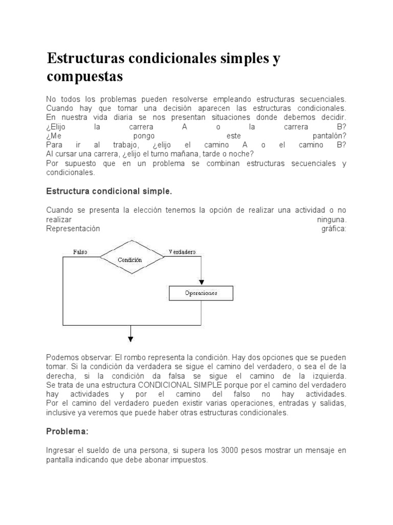 Estructuras Condicionales Simples y Compuestas | PDF