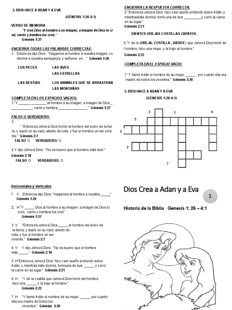 01 Dios Crea A Adan y A Eva. | PDF | Adán y Eva | Libro del Génesis
