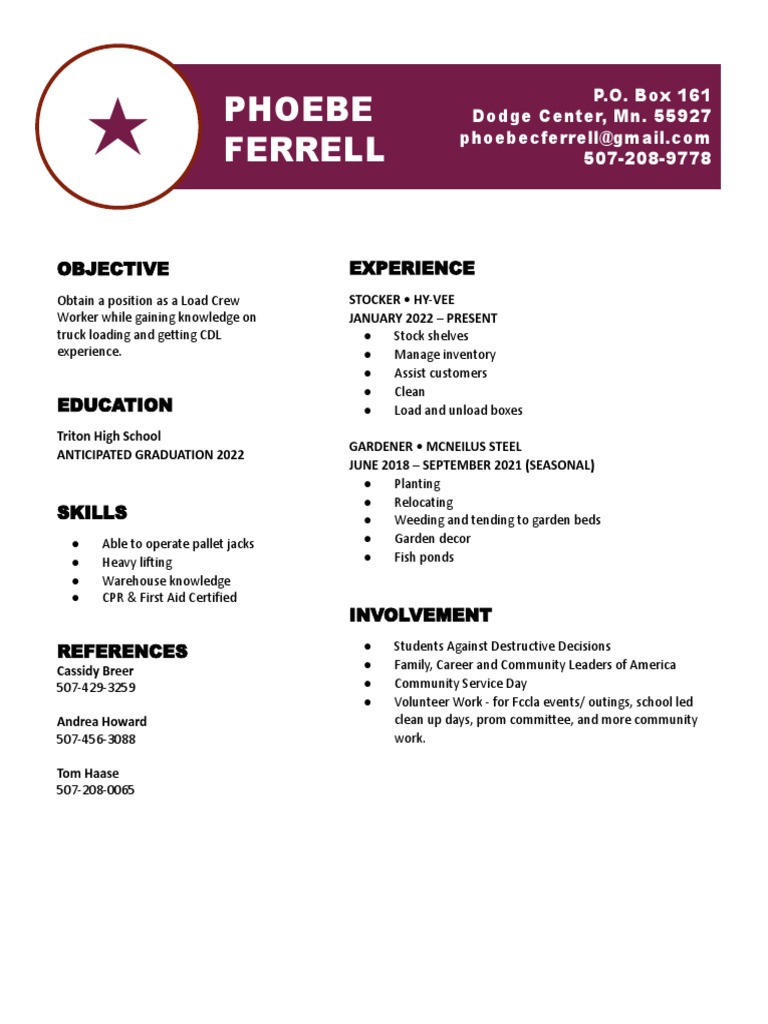 Phoebe Ferrell: Objective Experience | PDF