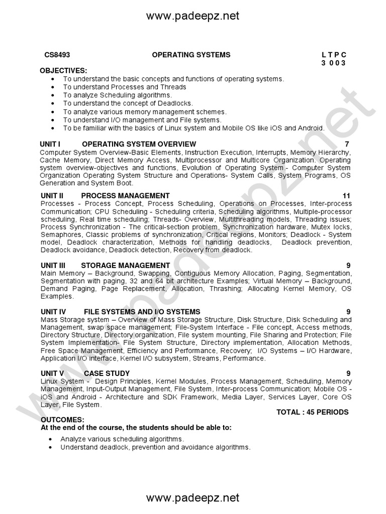 Cs8493 Os Syllabus Pdf 