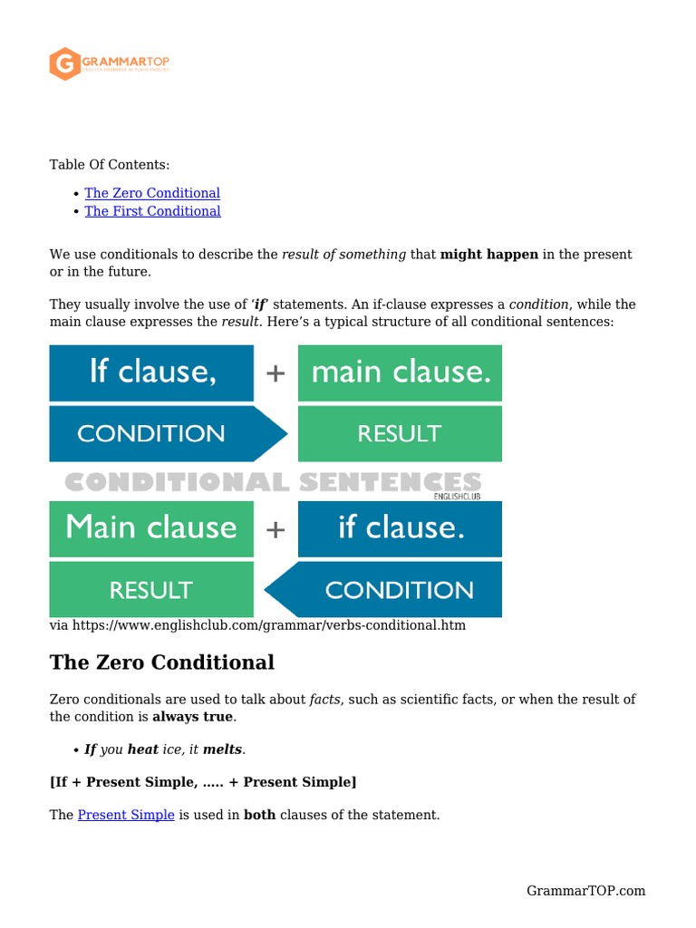 Zero and First Conditionals | PDF | Cognitive Science | Grammar