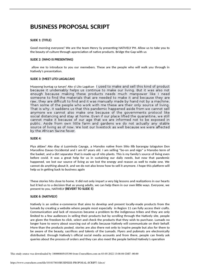 Business Proposal Script 1 | PDF | Social Media | Popular Culture ...