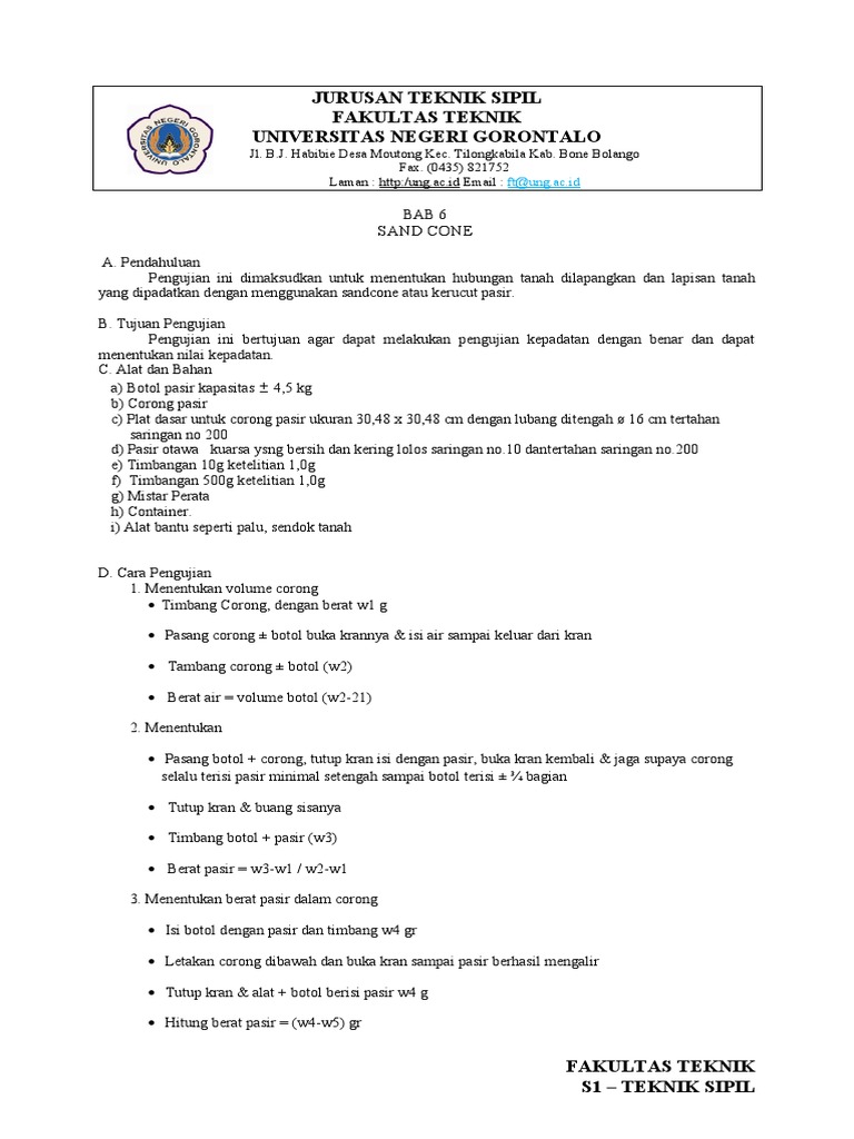 Laporan Praktikum Sand Cone | PDF