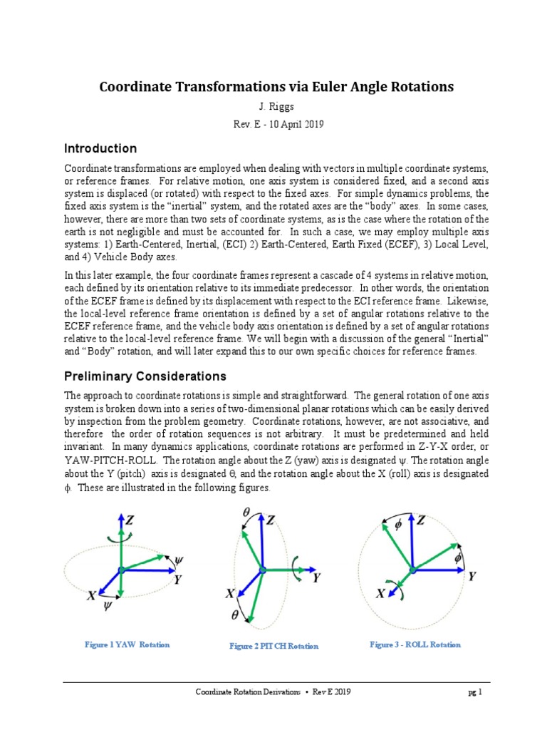 Coordinate Transformations via Euler Angle Rotations | PDF | Rotation ...