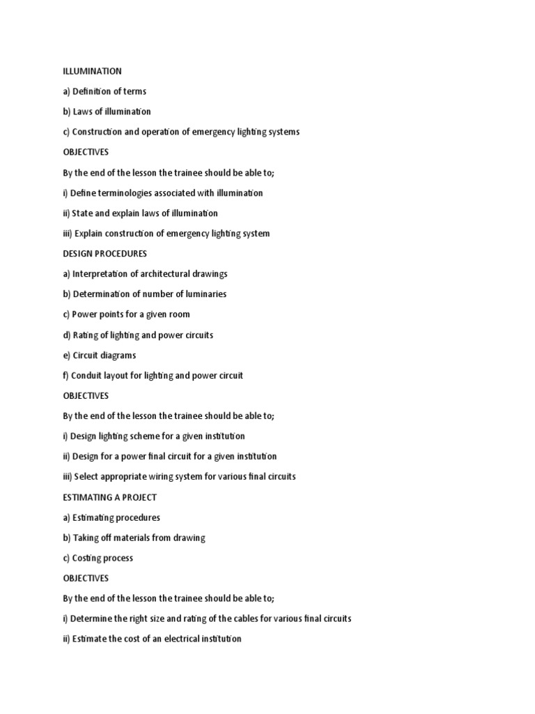 Electrical Design Estimating and Tendering Scheme of Work | PDF