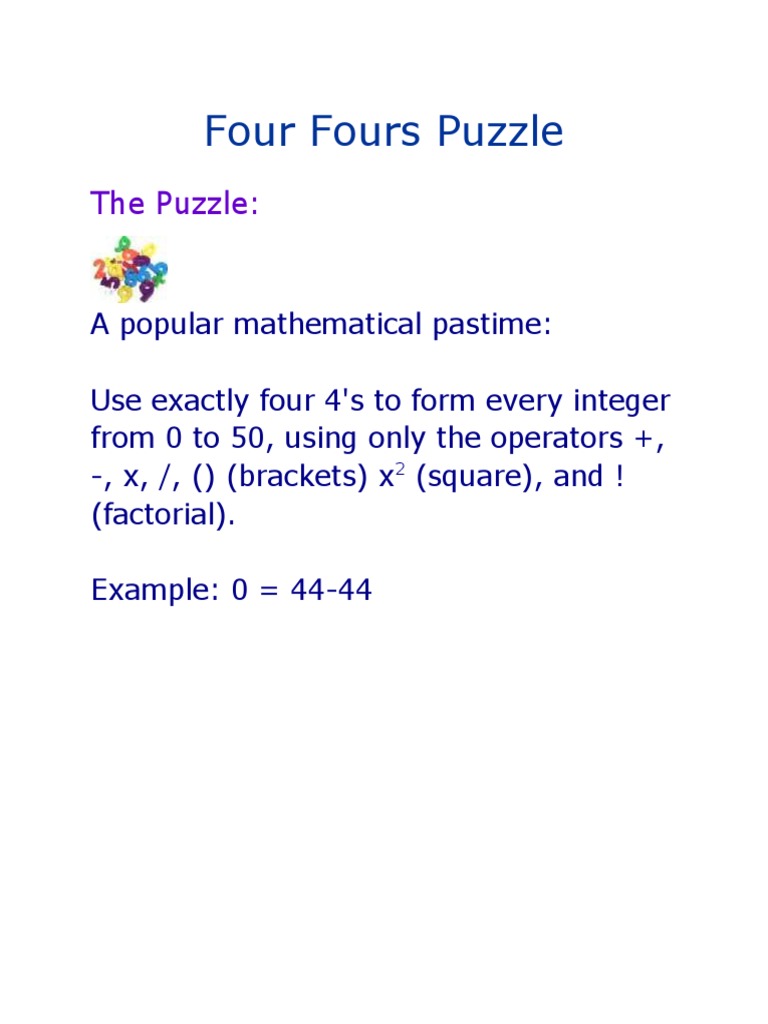 Four Fours Puzzle | PDF