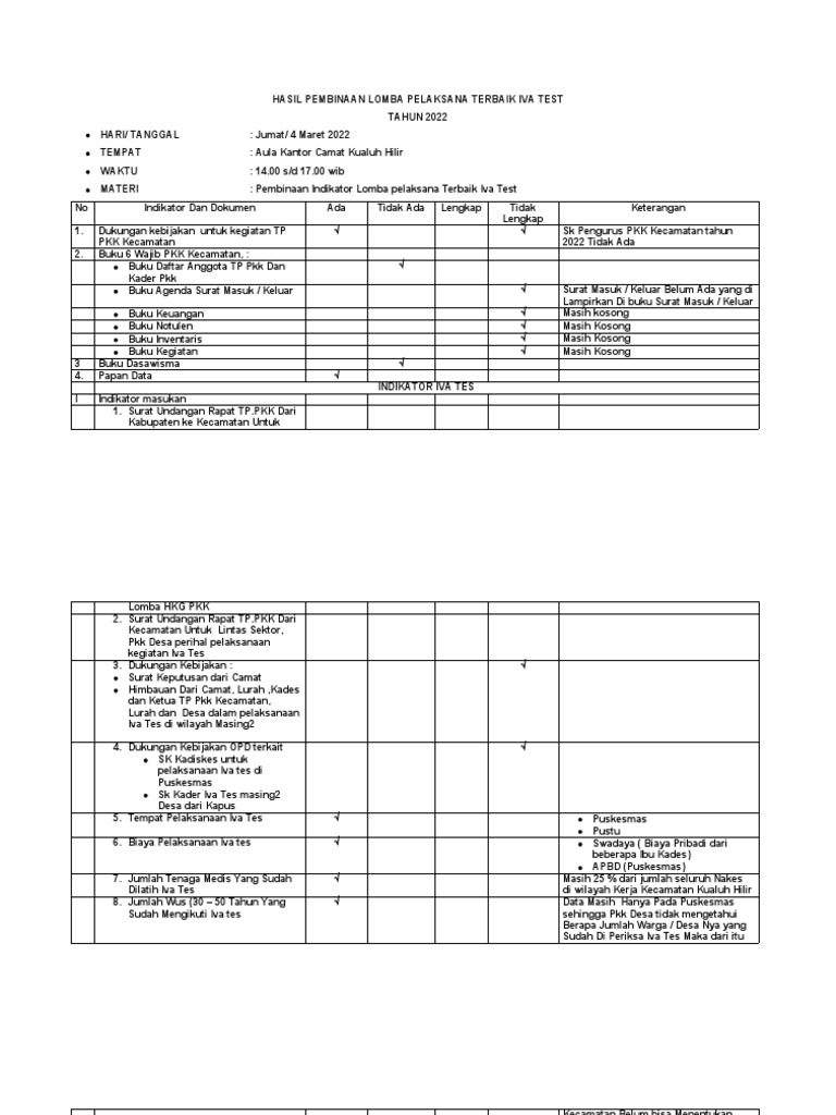 Laporan Pembinaan Lomba Iva Test 2022 | PDF