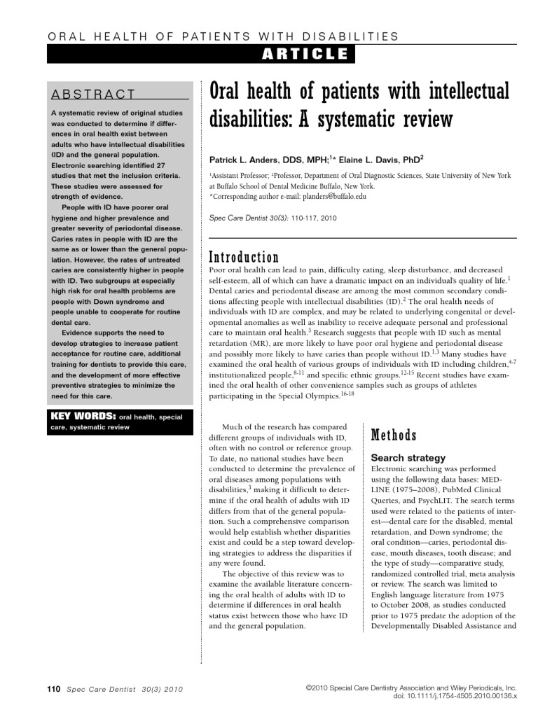 Disabilities Oral Health | PDF | Oral Hygiene | Periodontology