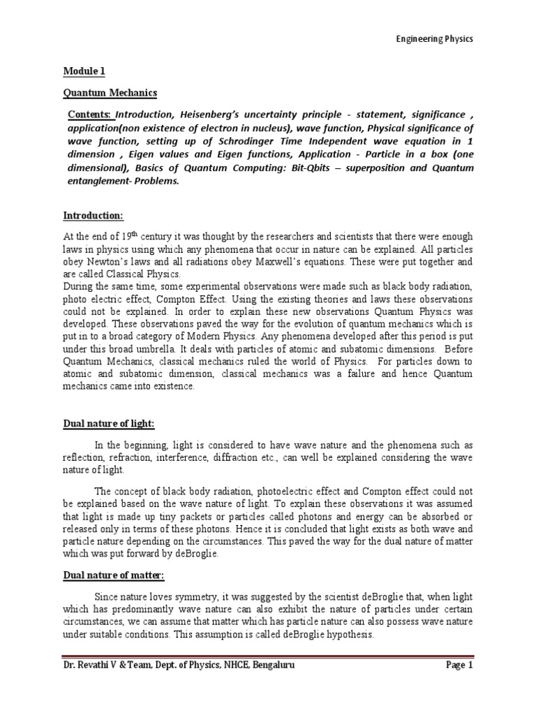 Engineering Physics Module - 1 | PDF | Quantum Entanglement | Quantum ...