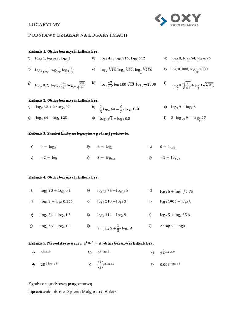 Logarytmy Podstawy-K1w9z17z | PDF