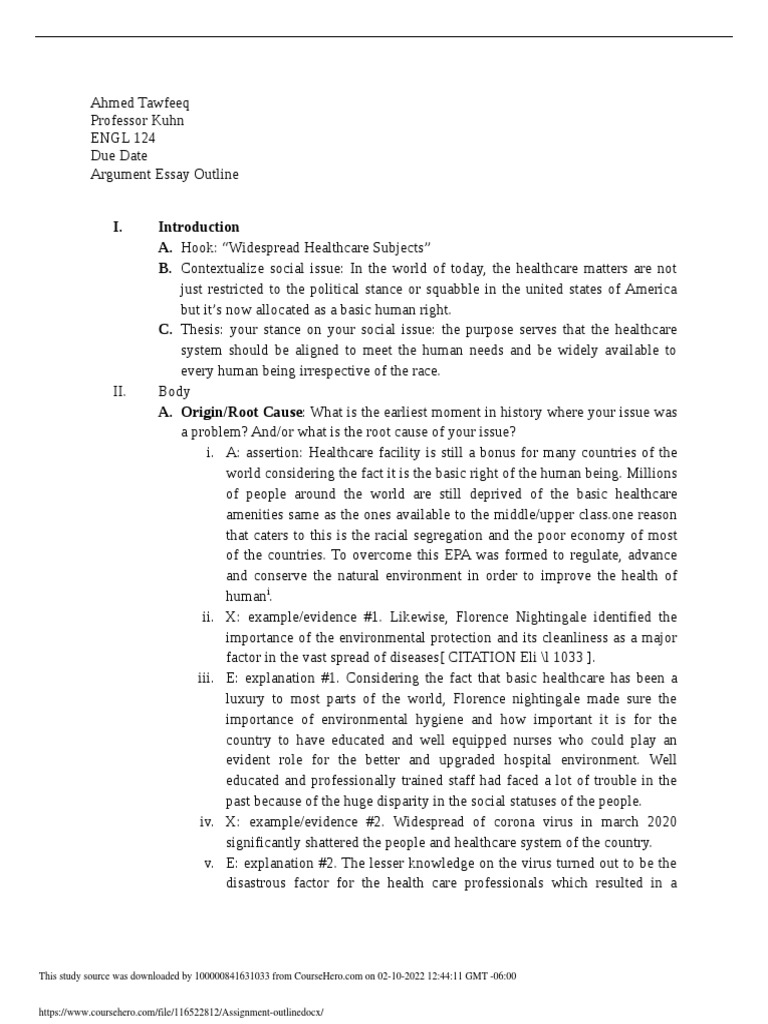 Assignment_outline.docx | PDF | Health Care | Universal Health Care