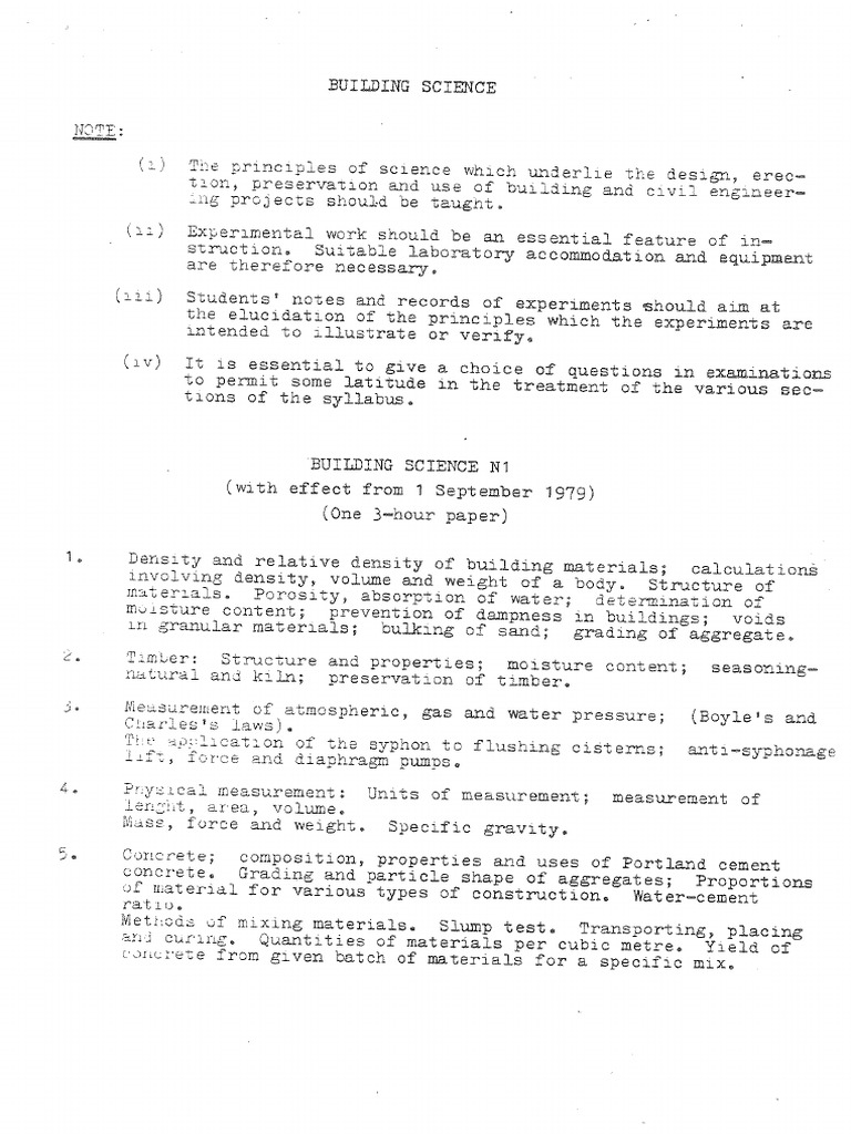 Building Science N1-N3 | PDF