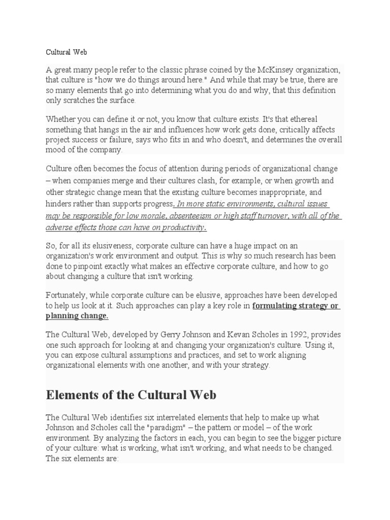 Elements of The Cultural Web | Download Free PDF | Organizational ...