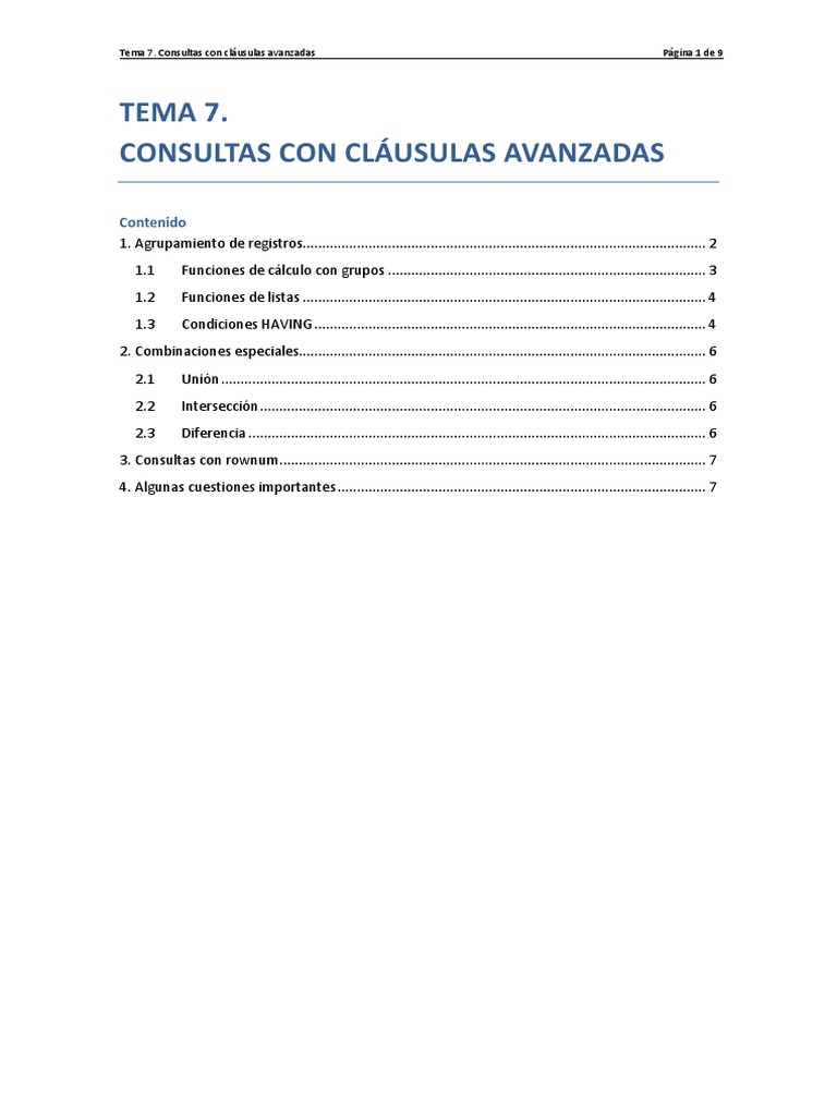 Consultas SQL con Cláusulas Avanzadas | PDF | SQL | Informática