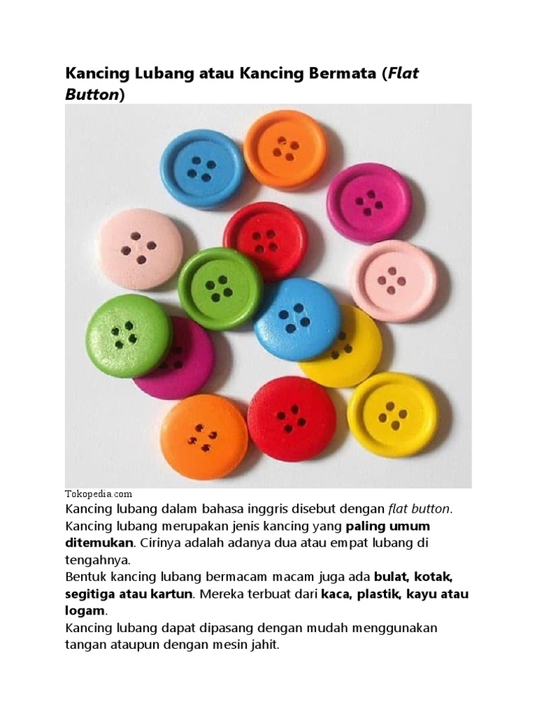 Jenis-Jenis Kancing Baju | PDF
