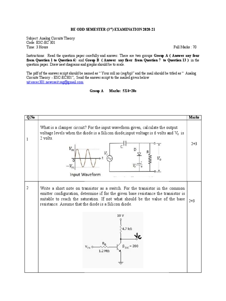 ESC-EC 301 (New) - CSE - IT | PDF | Amplifier | Operational Amplifier ESC-EC 301 (New) - CSE - IT | PDF | Amplifier | Operational Amplifier