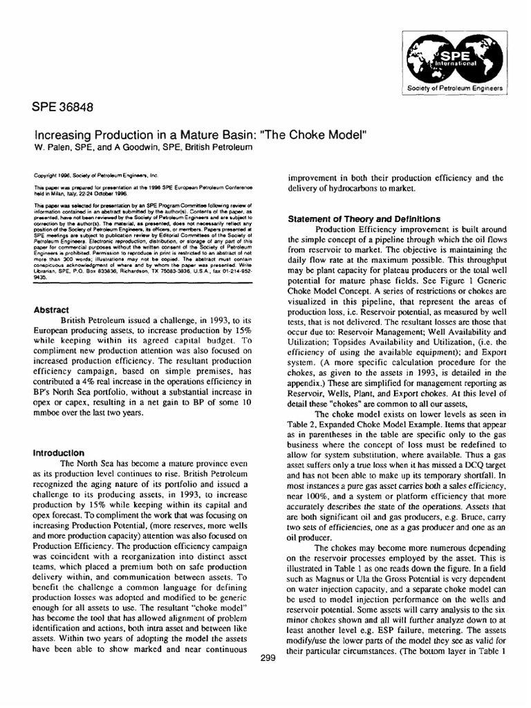 Increasing Production in a Mature Basin Using the Choke Model | PDF ...