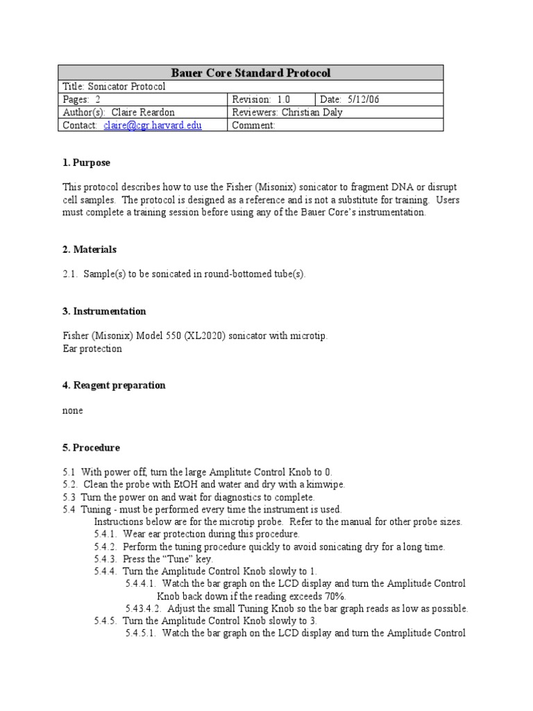 Bauer Core Standard Protocol: Claire@cgr - Harvard.edu | PDF | Chemistry