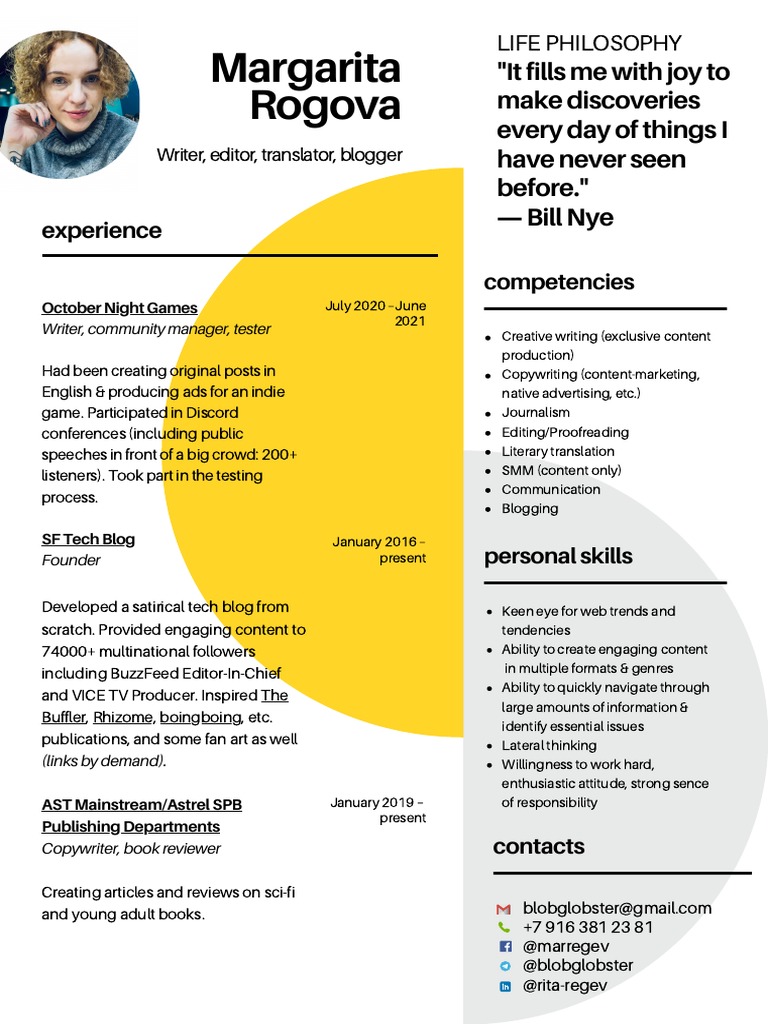 Margarita Rogova: Experience | Download Free PDF | Blog | Writers