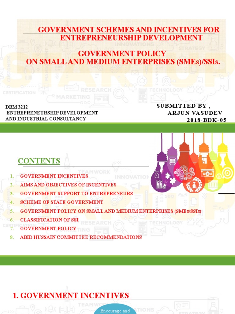 Government Schemes for Entrepreneurship | PDF | Entrepreneurship ...