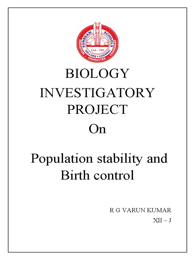 Biology Investigatory Project On Population Stability and Birth Control ...