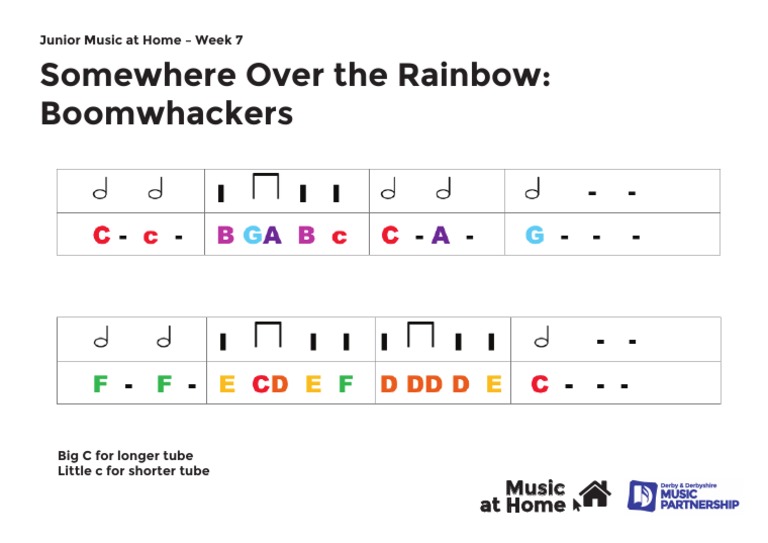 Somewhere Over The Rainbow: Boomwhackers: Music at Home | PDF