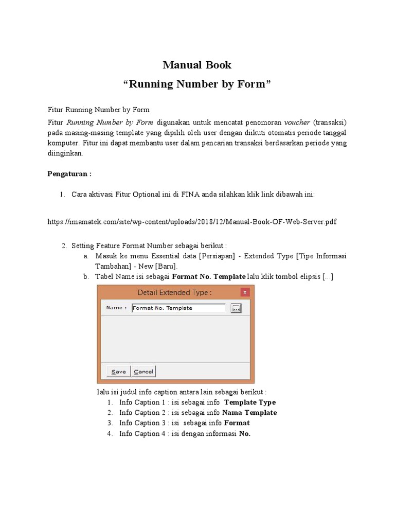 Panduan Fitur Running Number FINA | PDF