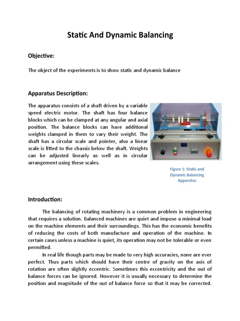 Experiment 9 & 10 (Static & Dynamic Balancing) | PDF | Rotation Around A Fixed Axis | Machines